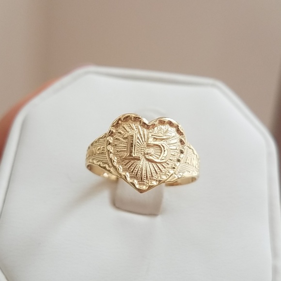 Jewelry | New 14k Yellow Gold Heart Sweet 15 Quinquennia Girls Ring ...